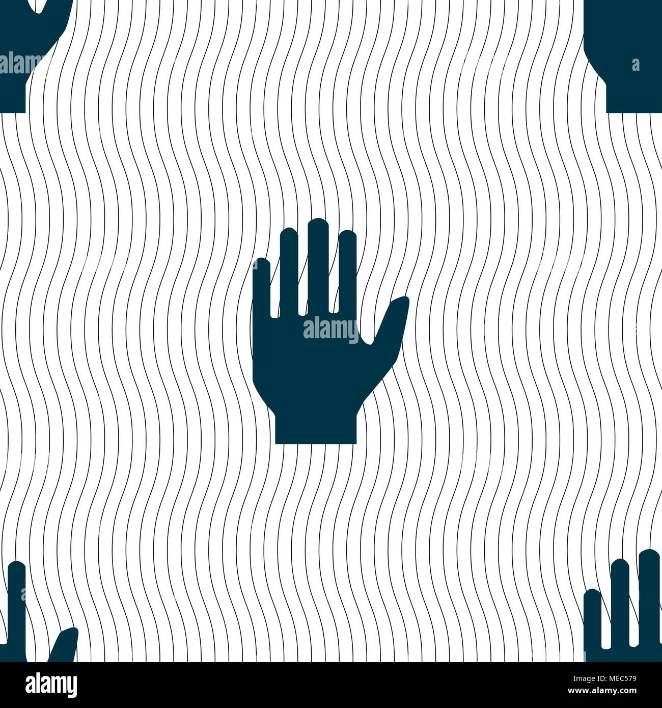 Hand print sign icon. Stop symbol. Seamless pattern with geometric ...