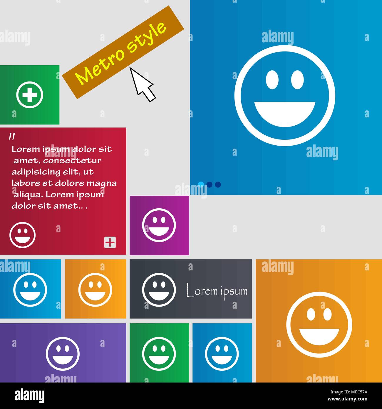 funny Face icon sign. Metro style buttons. Modern interface website ...