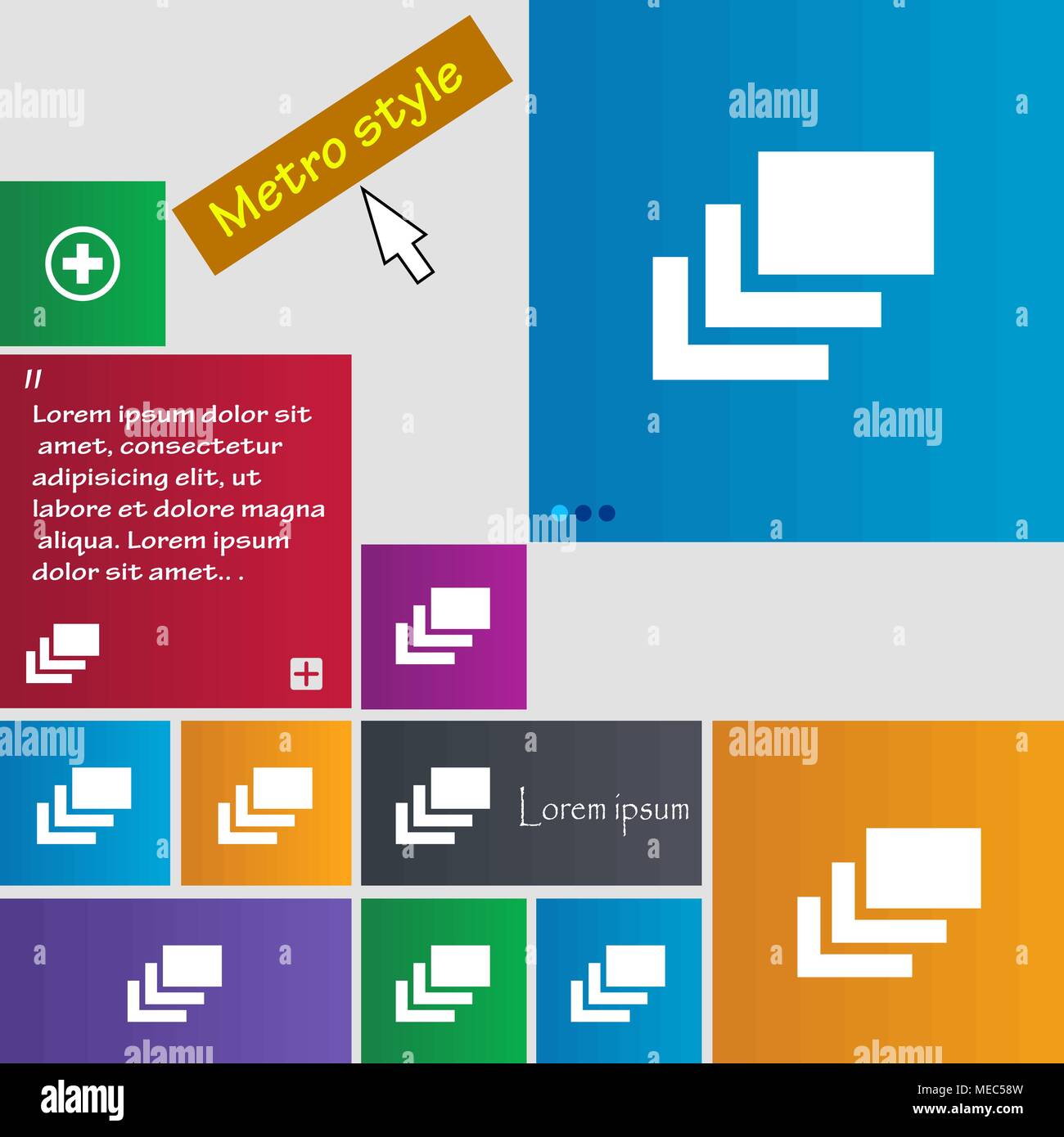 Layers icon sign. Metro style buttons. Modern interface website buttons with cursor pointer ...