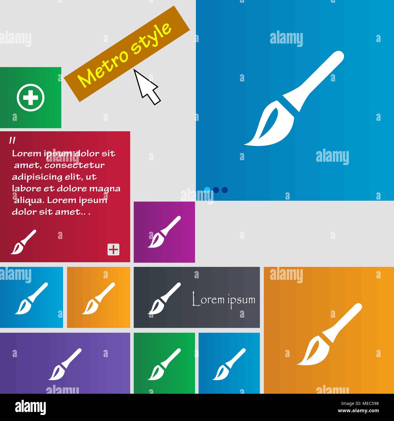 Paint brush, Artist icon sign. Metro style buttons. Modern interface website buttons with cursor ...
