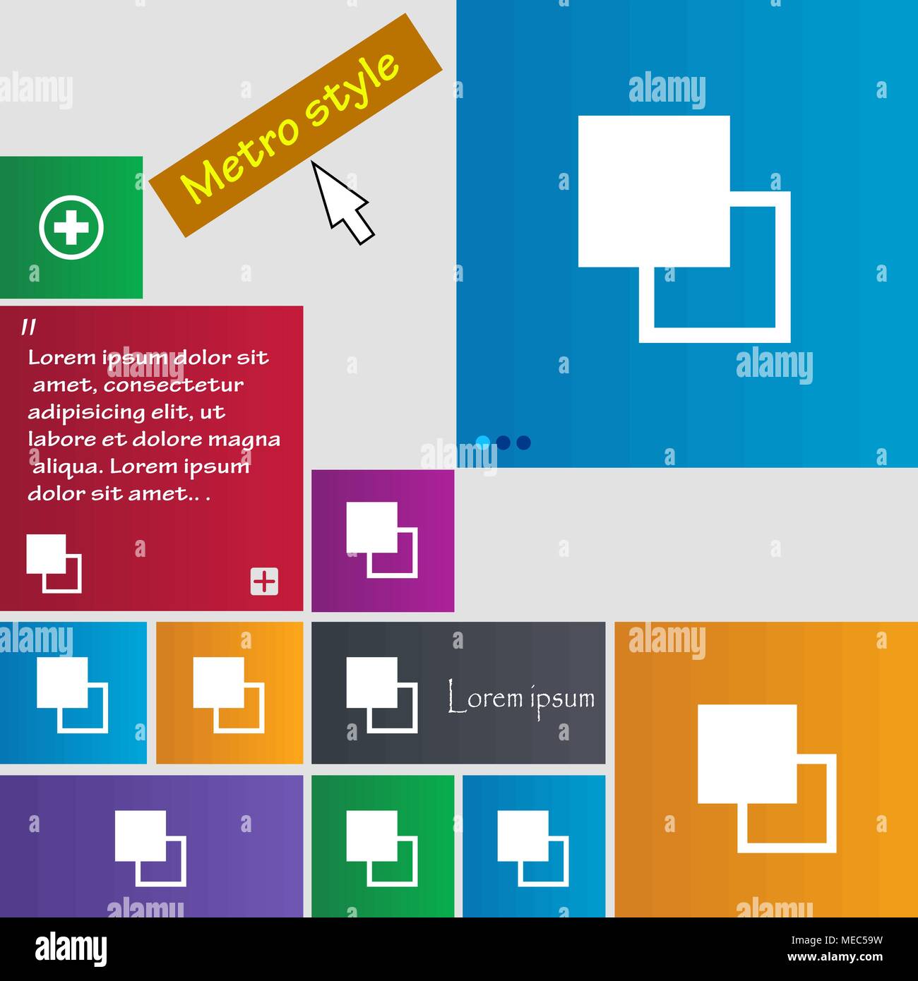 Active color toolbar icon sign. Metro style buttons. Modern interface website buttons with ...