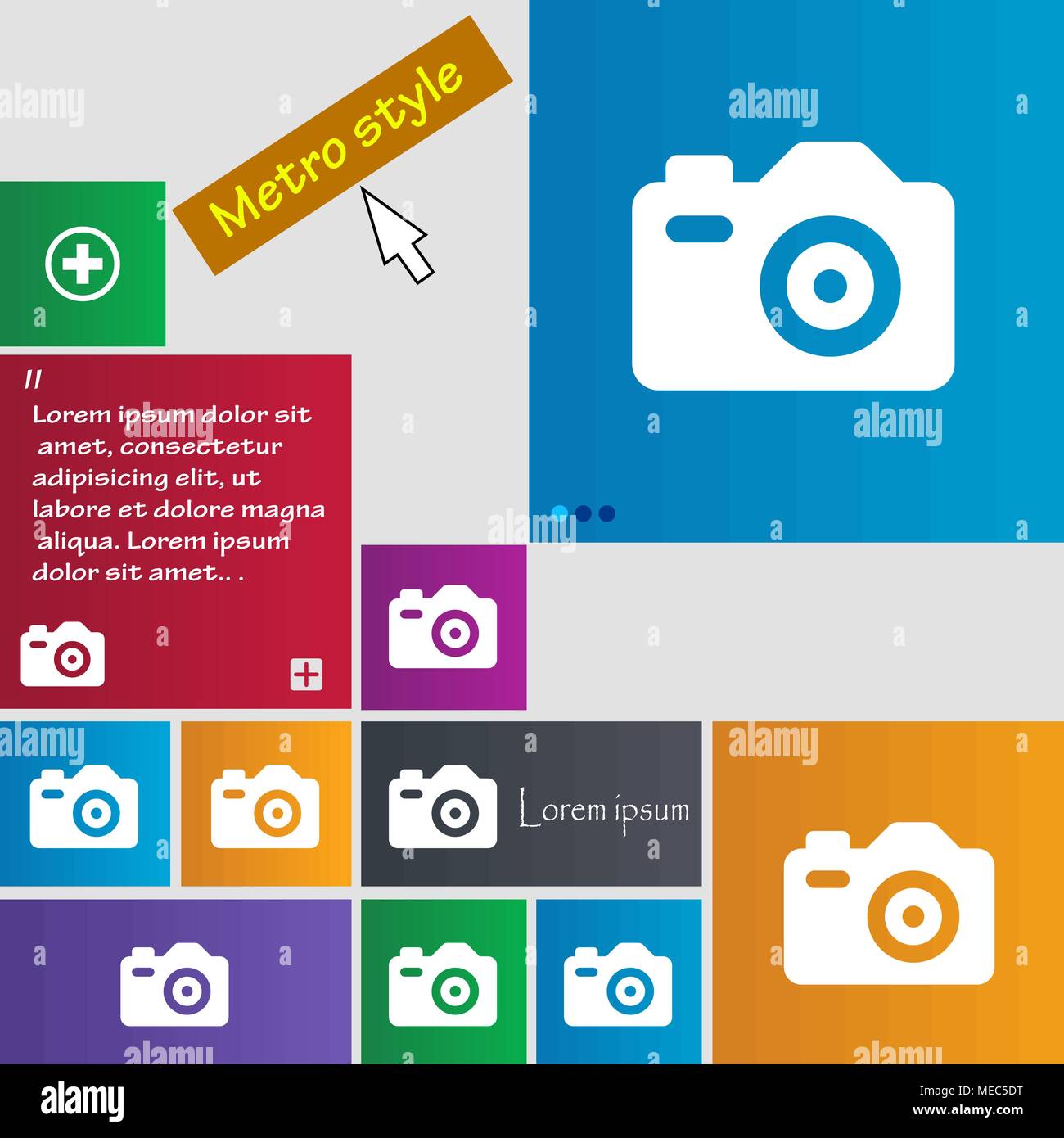 Photo Camera icon sign. buttons. Modern interface website buttons with cursor pointer. Vector ...