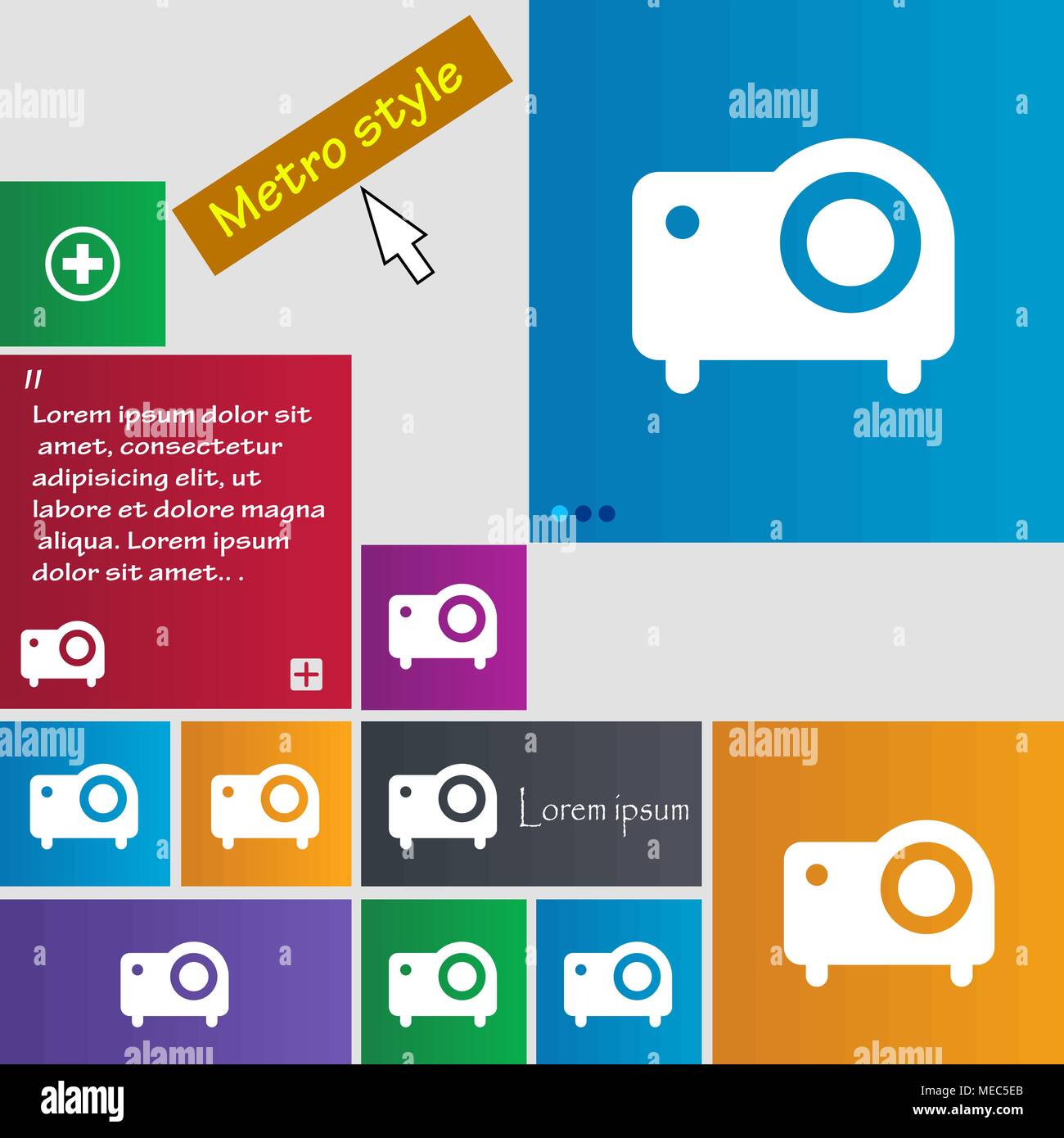 projector icon sign. buttons. Modern interface website buttons with cursor pointer. Vector ...