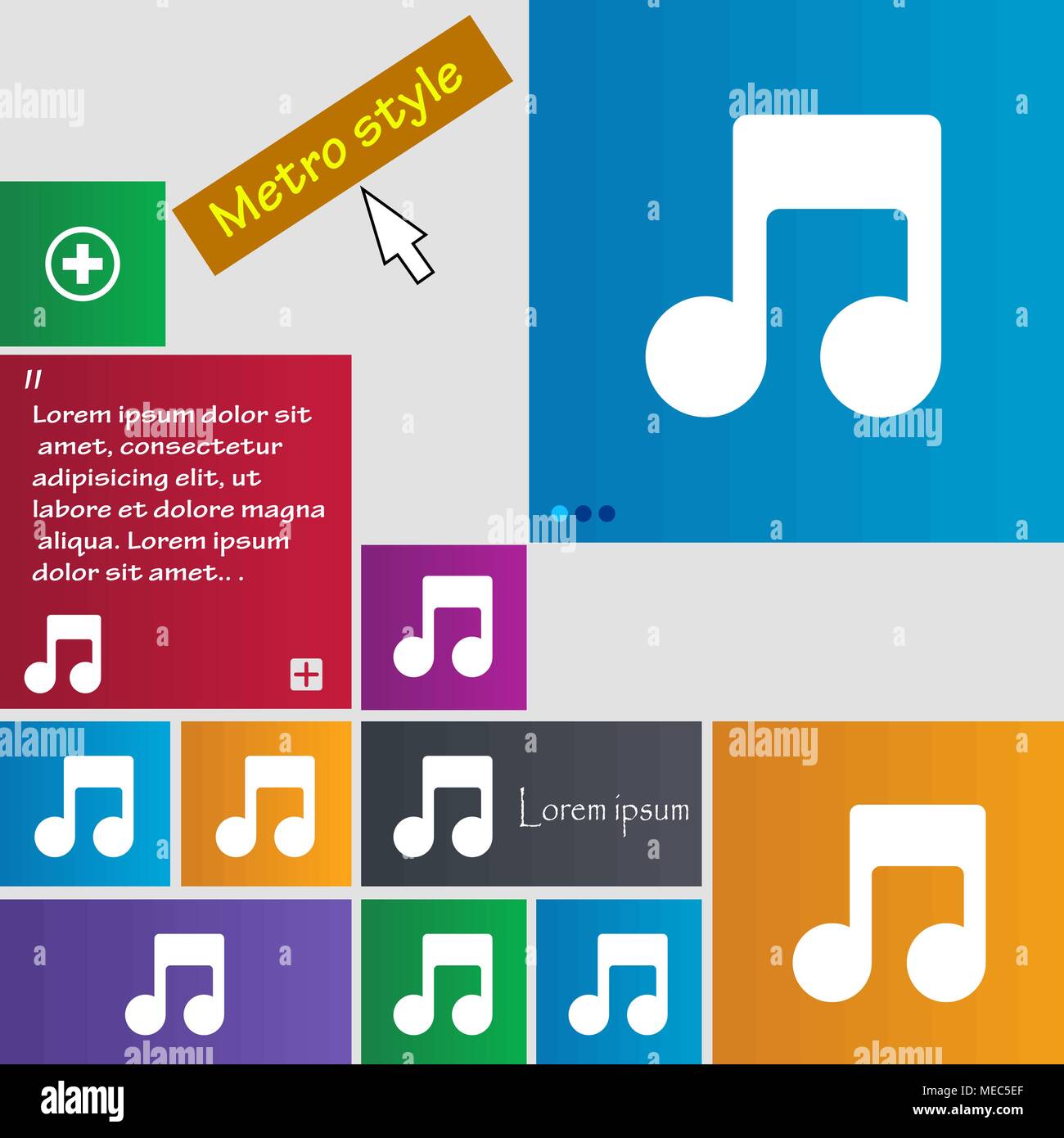 Music note icon sign. buttons. Modern interface website buttons with ...