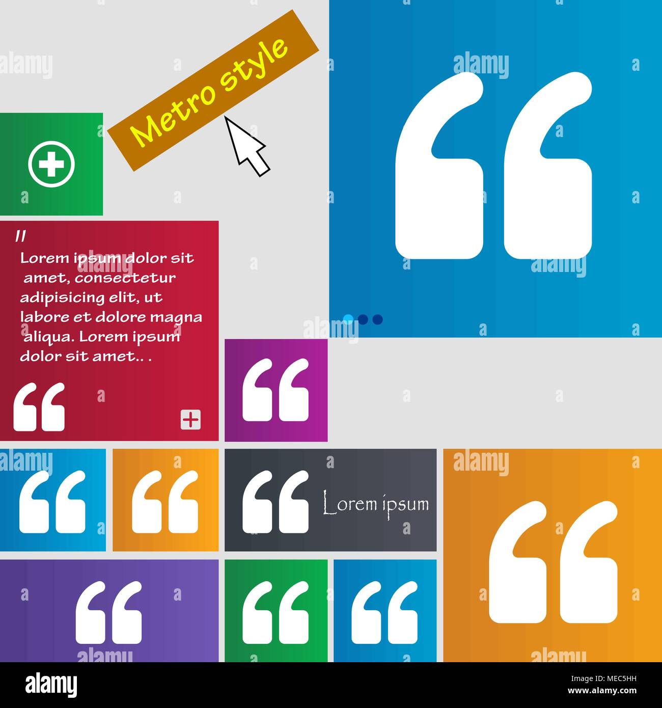 Double quotes at the beginning of words icon sign. buttons. Modern ...