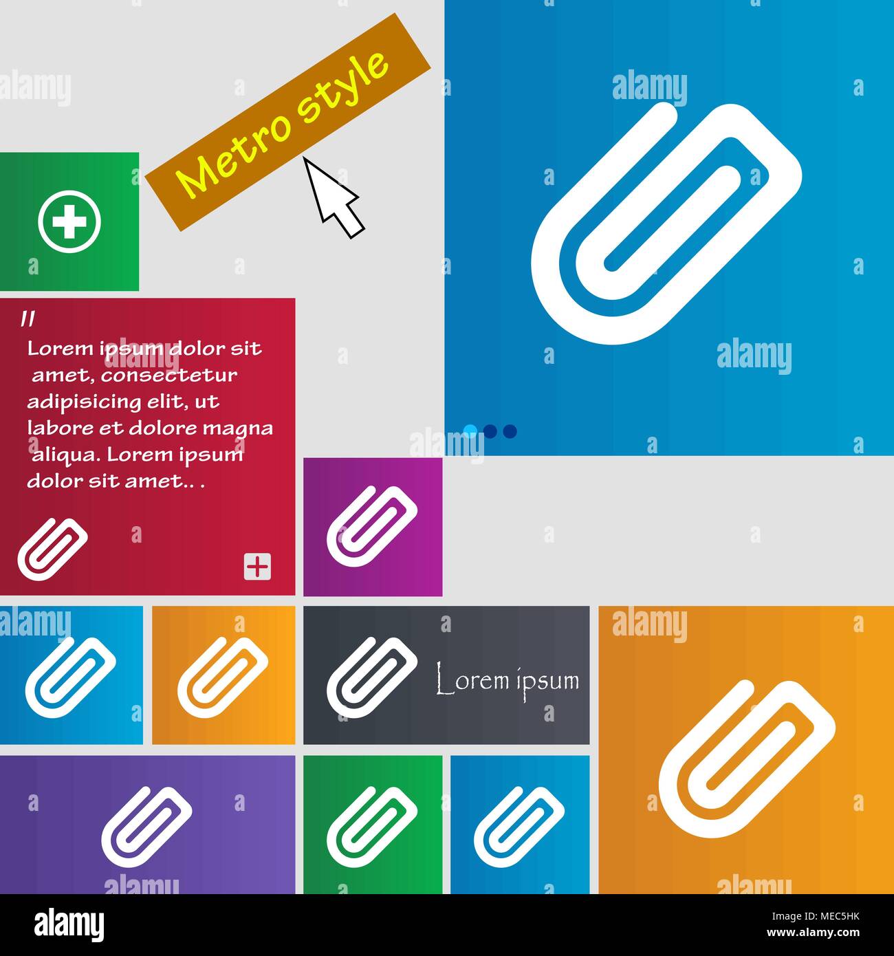 Paper Clip icon sign. buttons. Modern interface website buttons with cursor pointer. Vector ...
