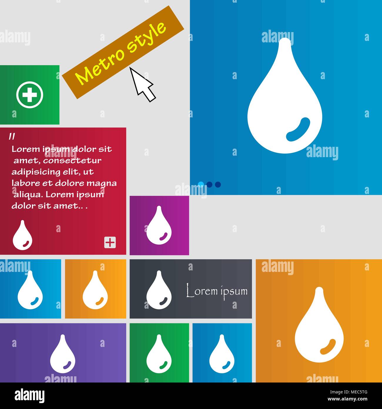 Water drop icon sign. buttons. Modern interface website buttons with cursor pointer. Vector ...