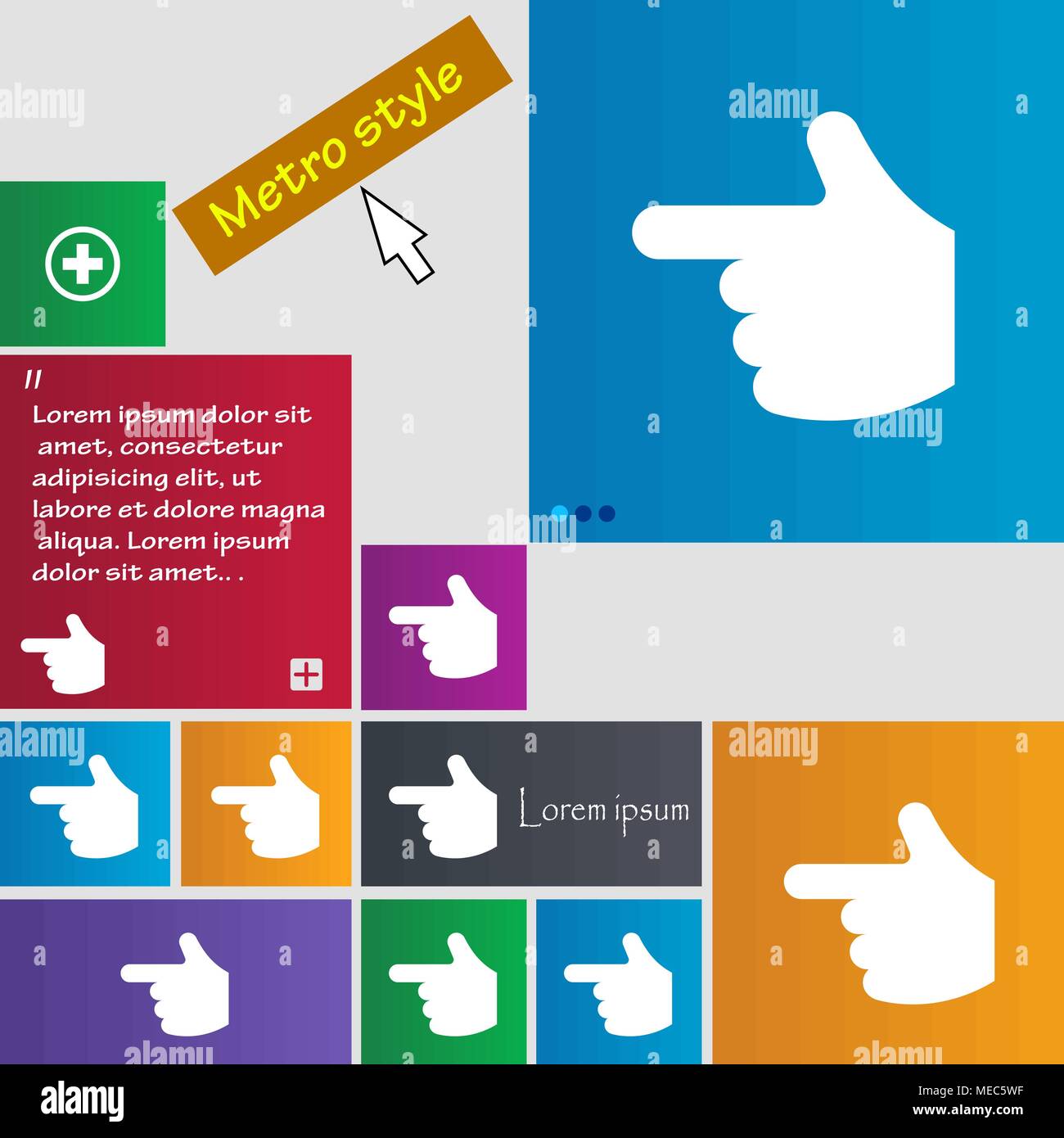 pointing hand icon sign. buttons. Modern interface website buttons with cursor pointer. Vector ...