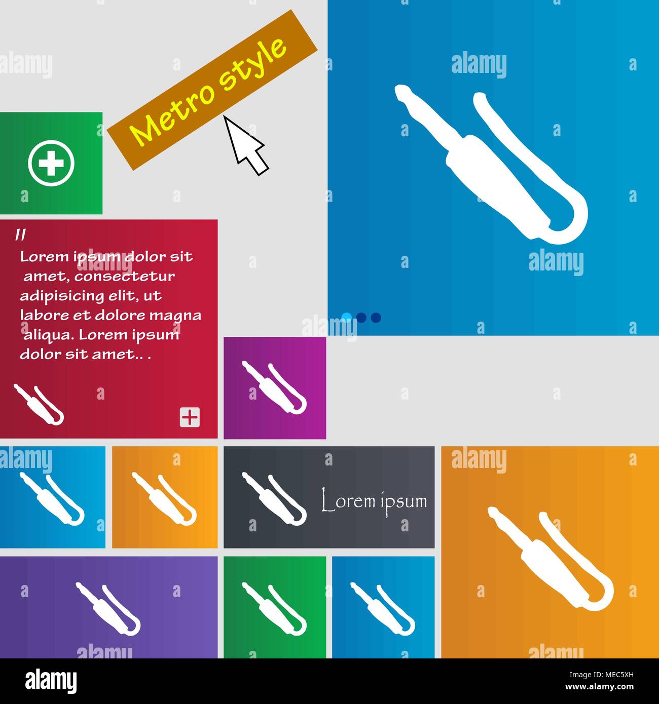 plug, mini jack icon sign. buttons. Modern interface website buttons with cursor pointer. Vector ...