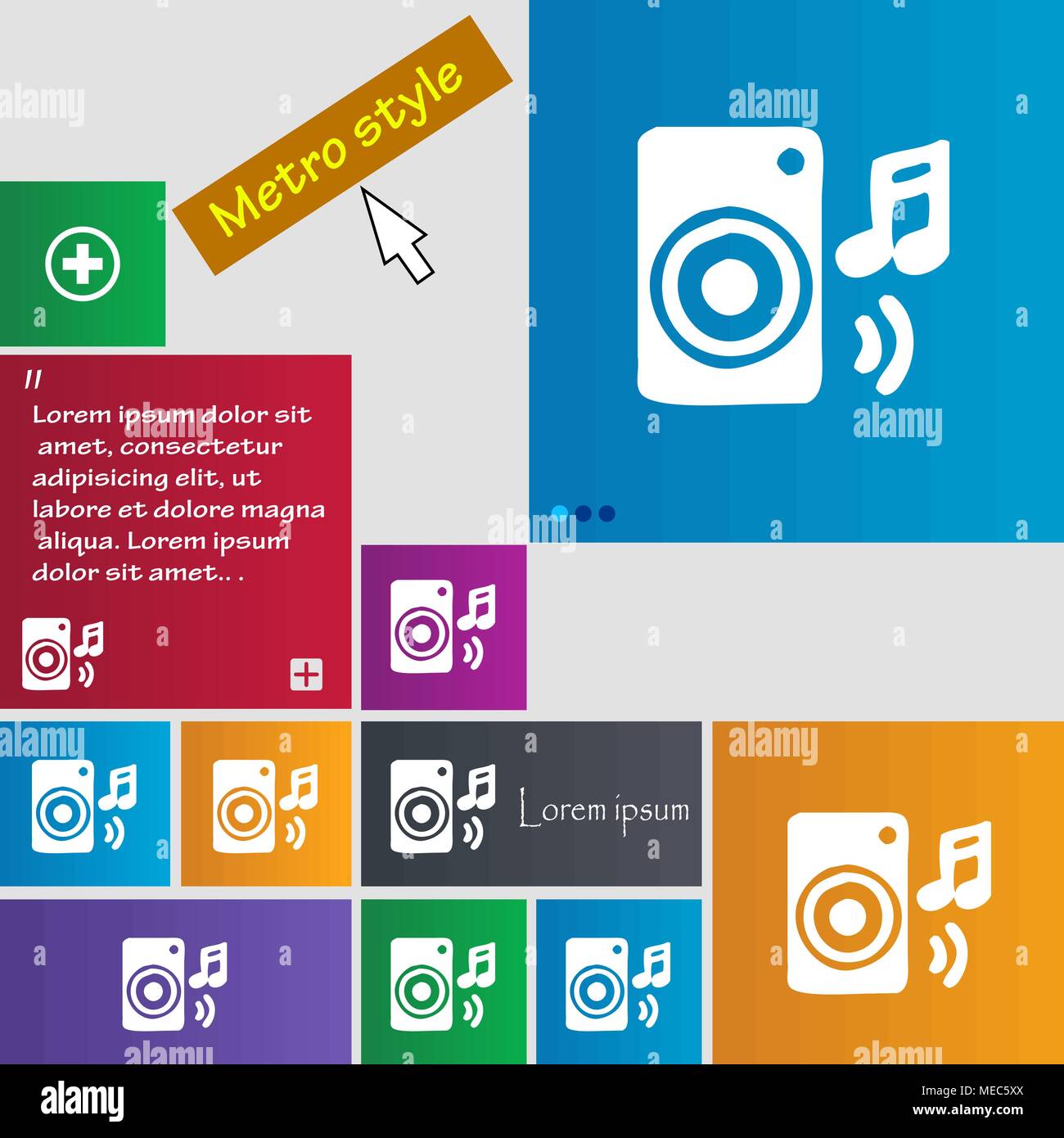 music column, disco, music, melody, speaker icon sign. buttons. Modern interface website buttons ...