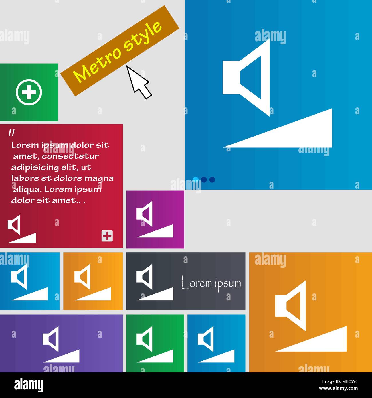 volume, sound icon sign. buttons. Modern interface website buttons with cursor pointer. Vector ...