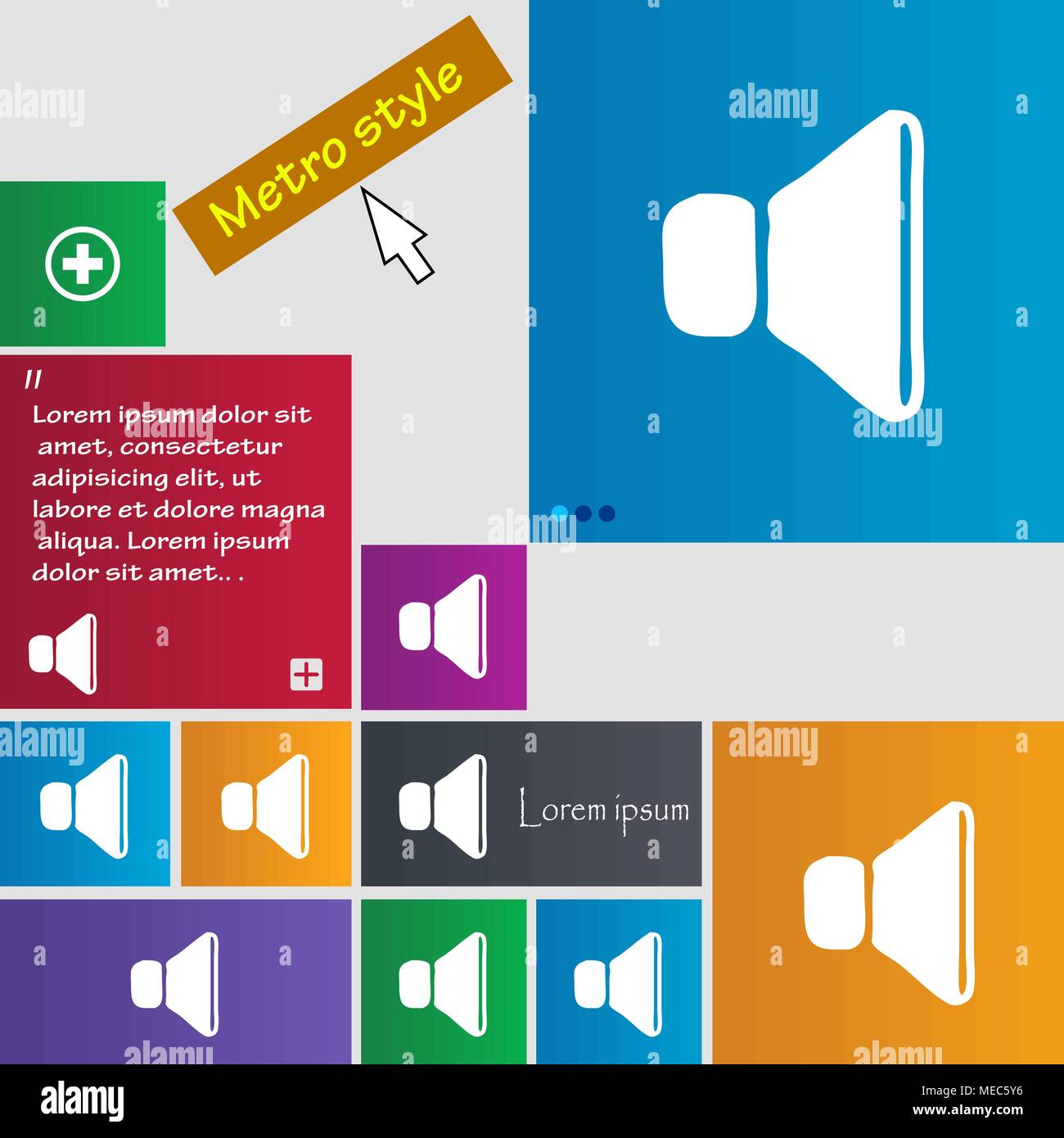 volume, sound icon sign. buttons. Modern interface website buttons with cursor pointer. Vector ...