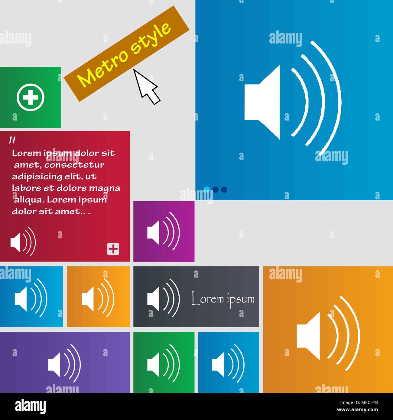 volume, sound icon sign. buttons. Modern interface website buttons with cursor pointer. Vector ...