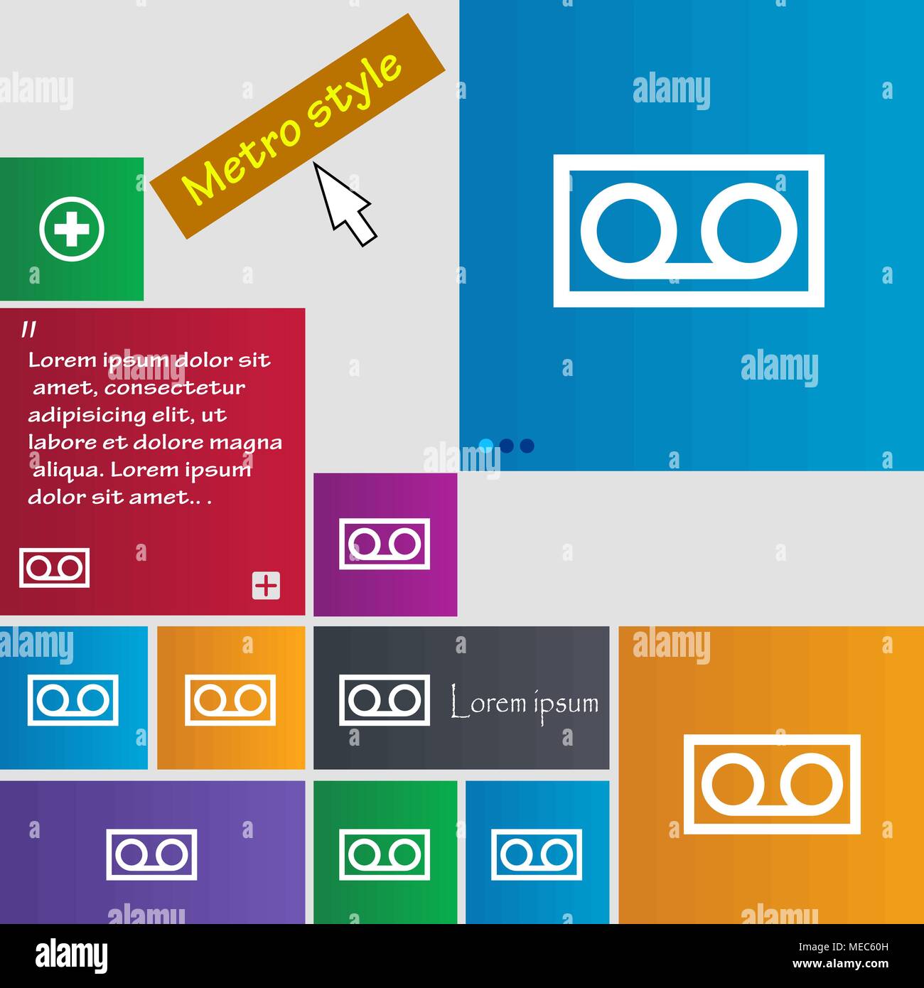 audio cassette icon sign. buttons. Modern interface website buttons with cursor pointer. Vector ...