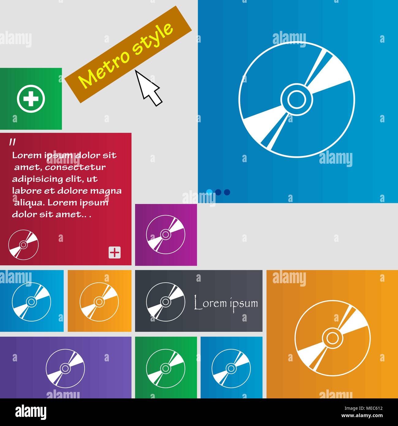 Cd, DVD, compact disk, blue ray icon sign. buttons. Modern interface website buttons with cursor ...