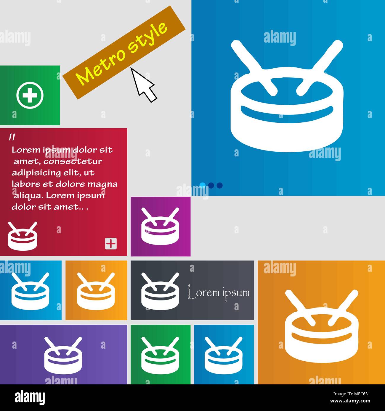 drum icon sign. buttons. Modern interface website buttons with cursor pointer. Vector ...