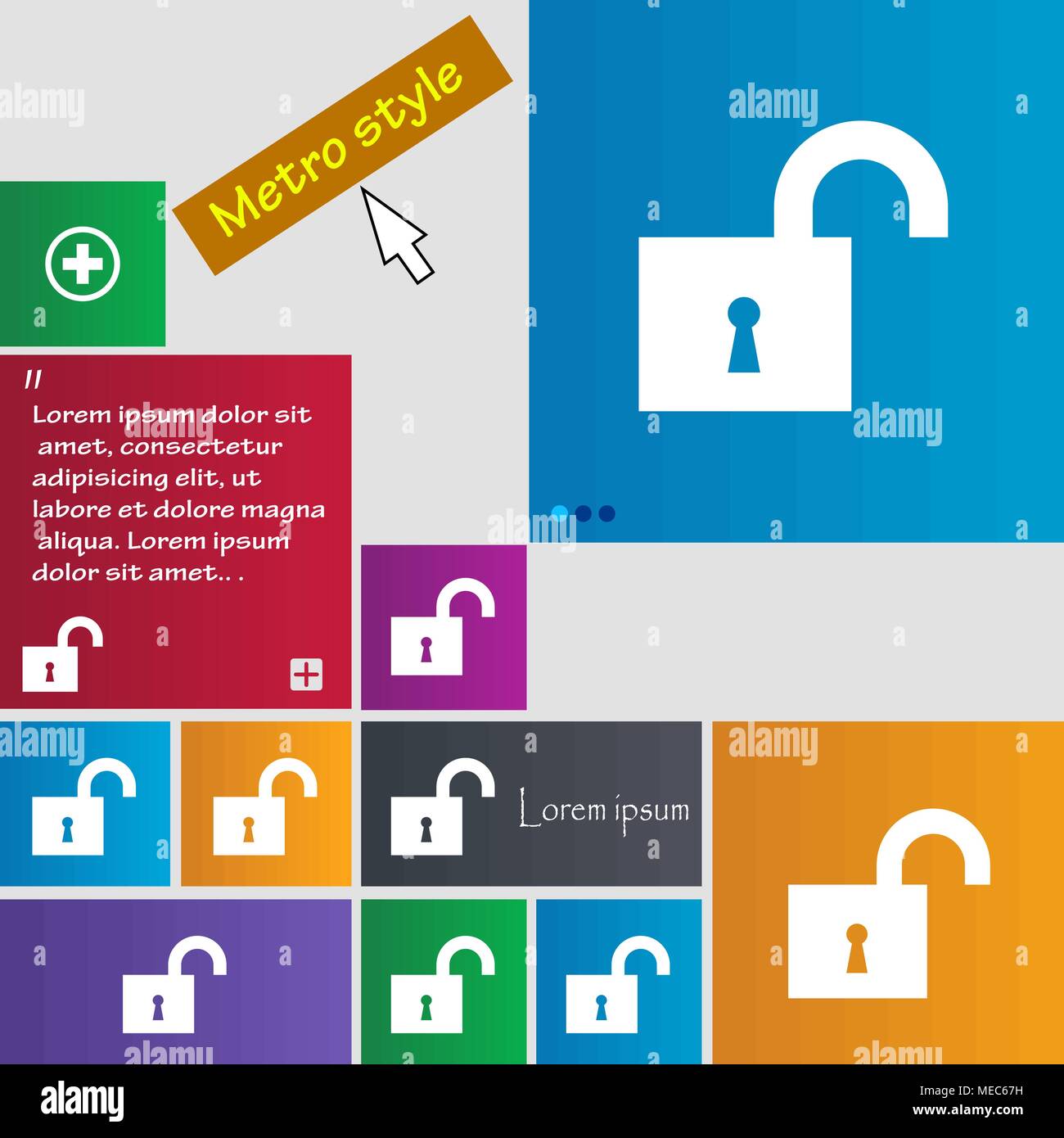 open lock icon sign. buttons. Modern interface website buttons with ...