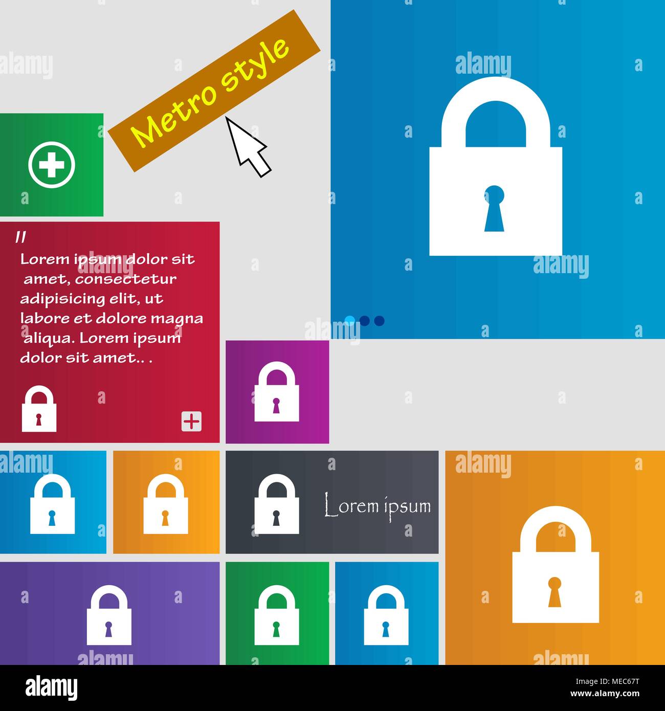 closed lock icon sign. buttons. Modern interface website buttons with ...