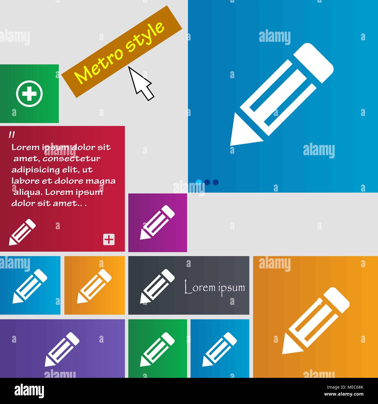 pencil icon sign. buttons. Modern interface website buttons with cursor pointer. Vector ...