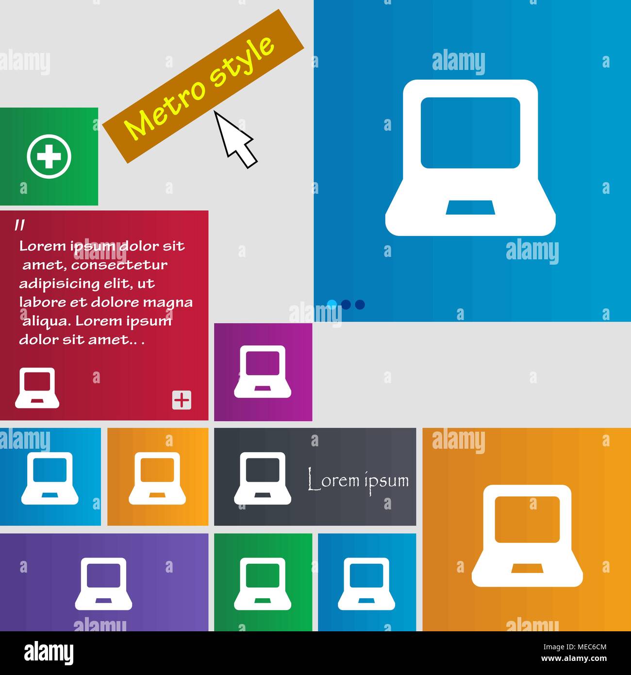Laptop Icon Sign Buttons Modern Interface Website Buttons With Cursor Pointer Vector 