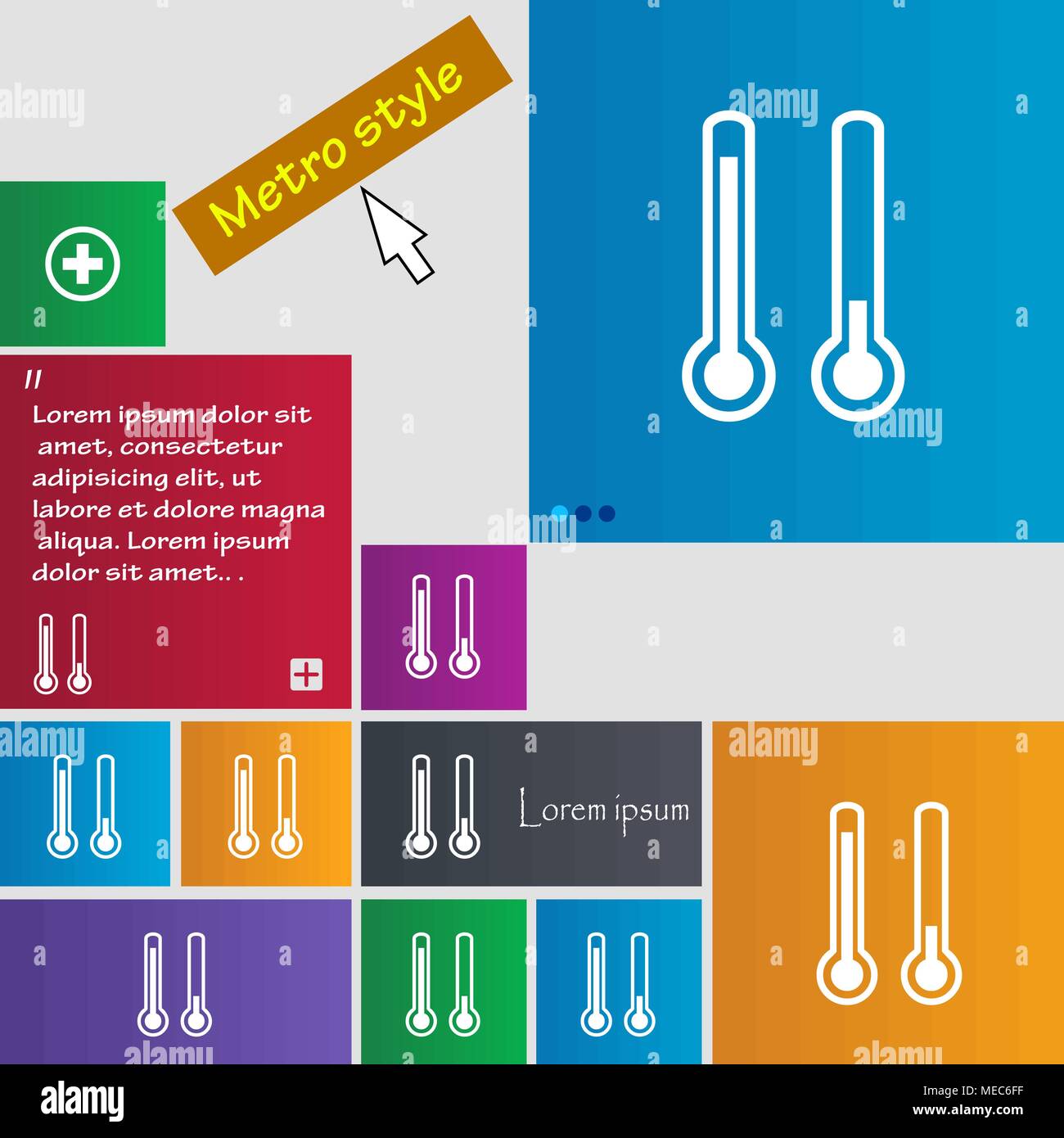 thermometer temperature icon sign. buttons. Modern interface website ...