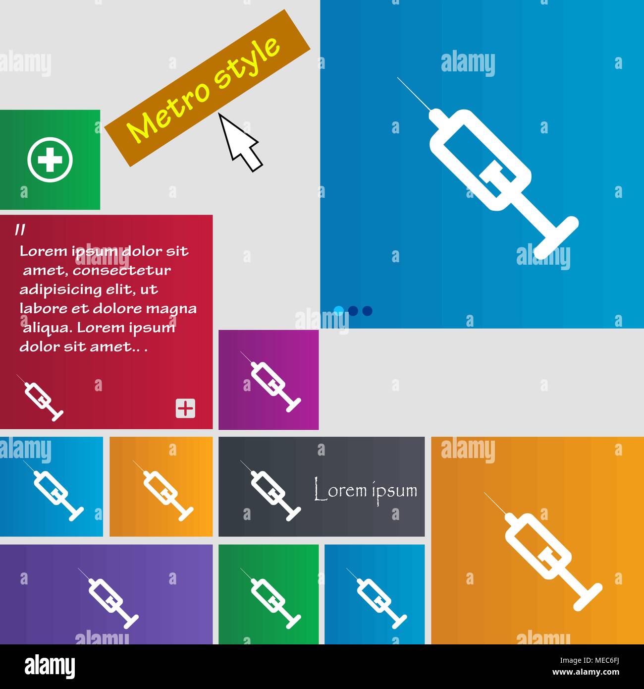 syringe icon sign. buttons. Modern interface website buttons with ...