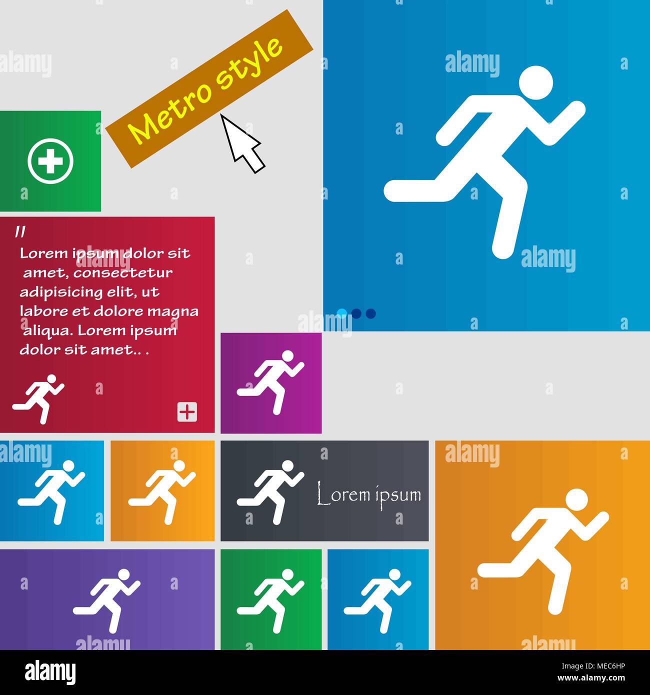 running man icon sign. buttons. Modern interface website buttons with ...