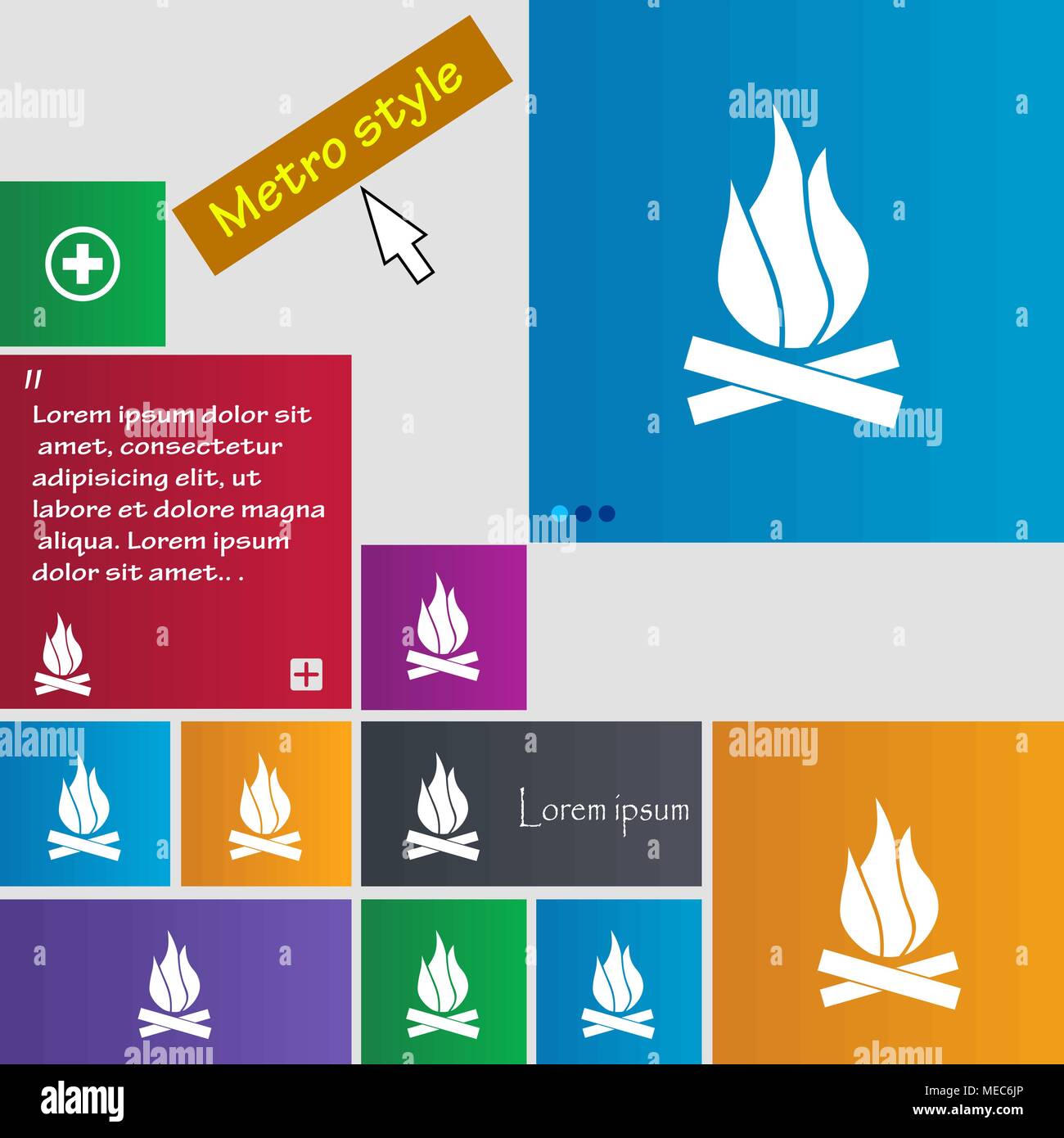 A fire icon sign. buttons. Modern interface website buttons with cursor ...