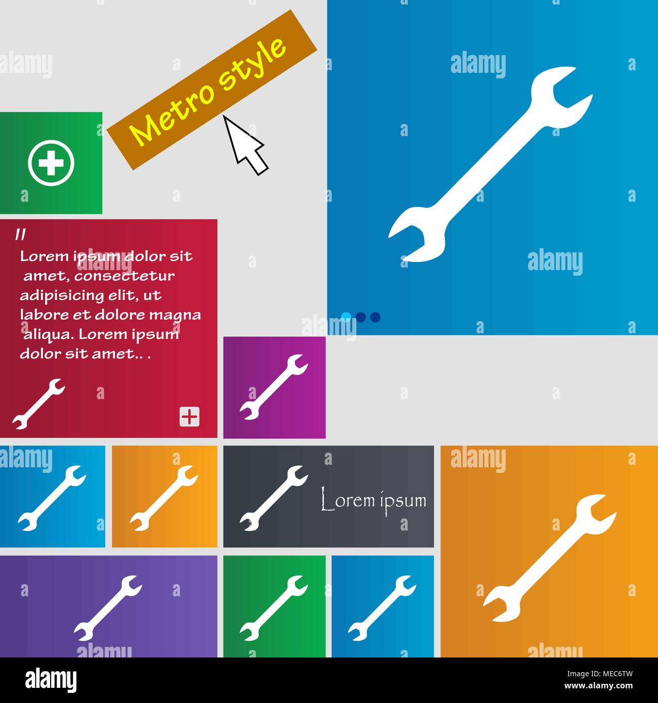 wrench icon sign. buttons. Modern interface website buttons with cursor pointer. Vector ...