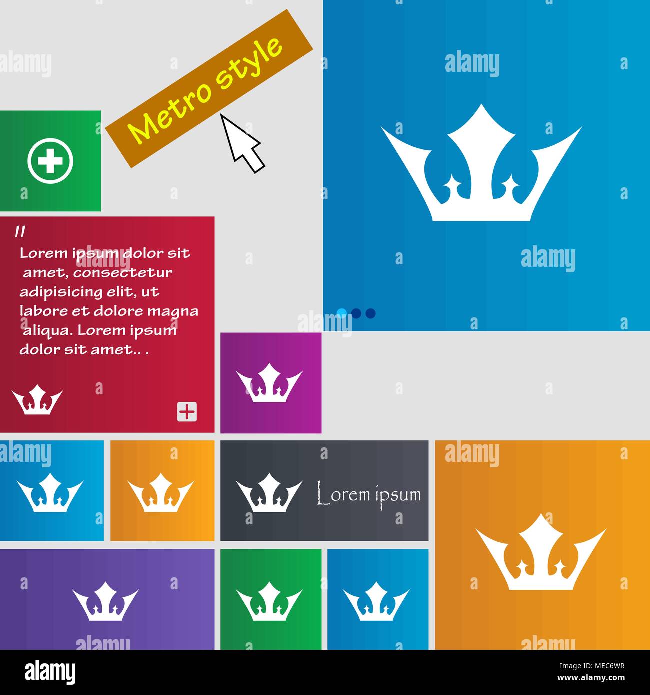 Crown icon sign. buttons. Modern interface website buttons with cursor ...