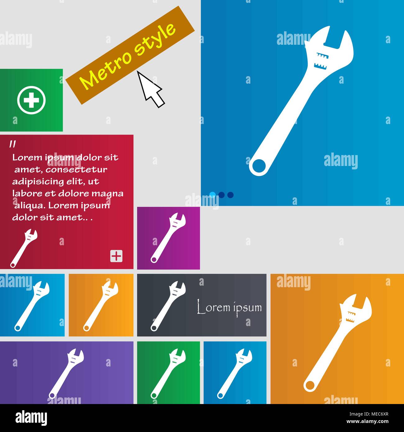 Wrench Icon Sign Buttons Modern Interface Website Buttons With Cursor Pointer Vector