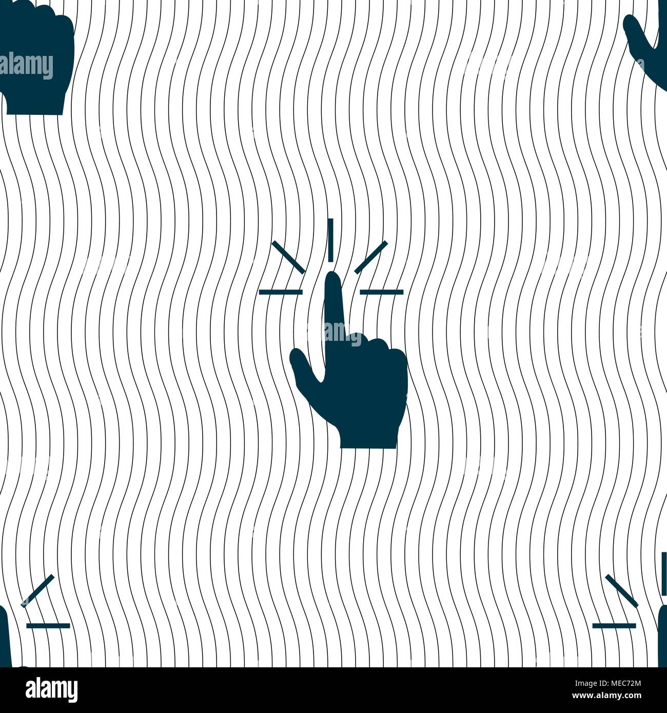 Click here hand icon sign. Seamless pattern with geometric texture ...