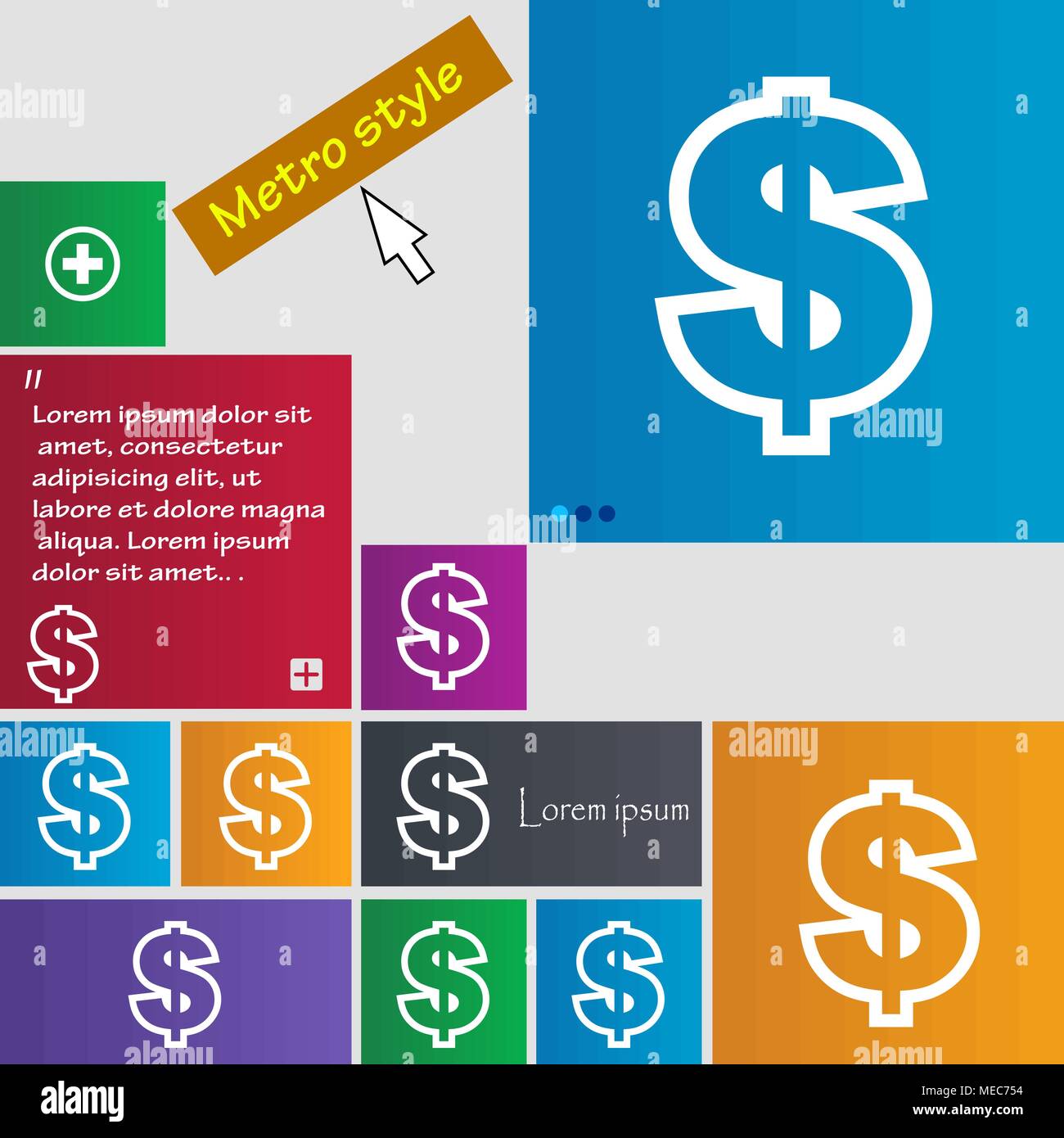 Dollar Icon Sign Buttons Modern Interface Website Buttons With Cursor Pointer Vector