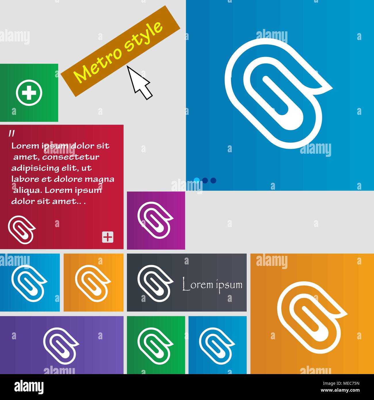 paper clip icon sign. buttons. Modern interface website buttons with cursor pointer. Vector ...