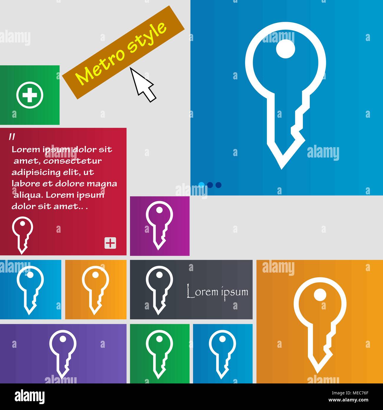 Key icon sign. buttons. Modern interface website buttons with cursor pointer. Vector ...