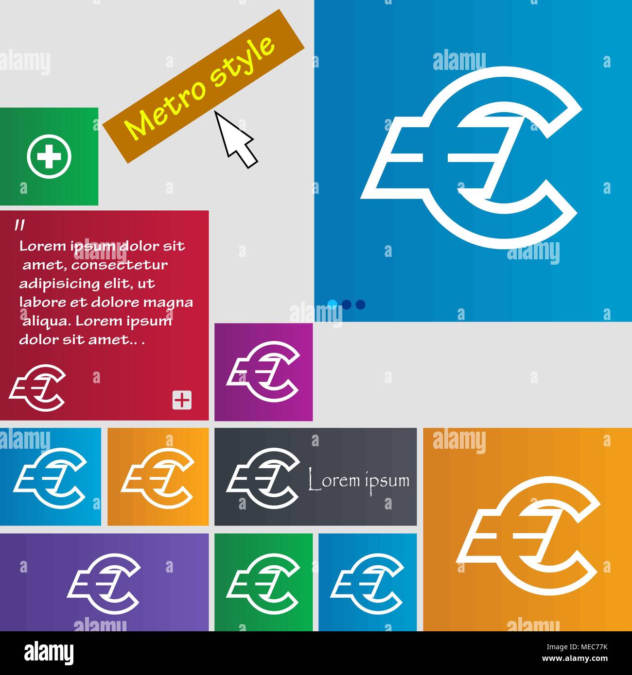 Euro EUR icon sign. buttons. Modern interface website buttons with ...