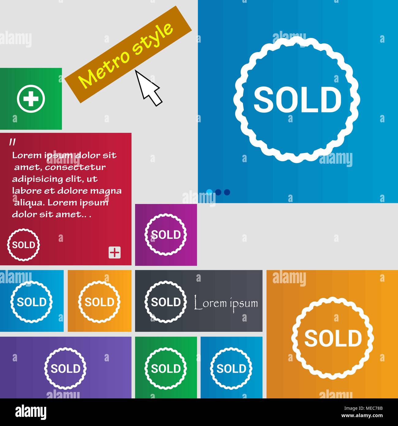 Sold icon sign. buttons. Modern interface website buttons with cursor pointer. Vector ...