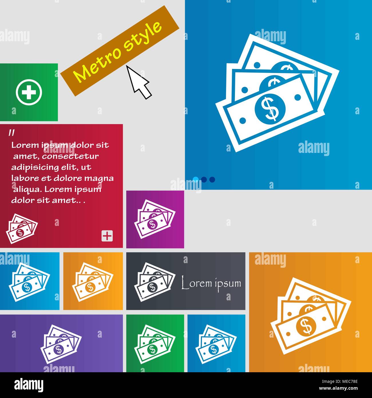 U.s dollar icon sign. buttons. Modern interface website buttons with ...