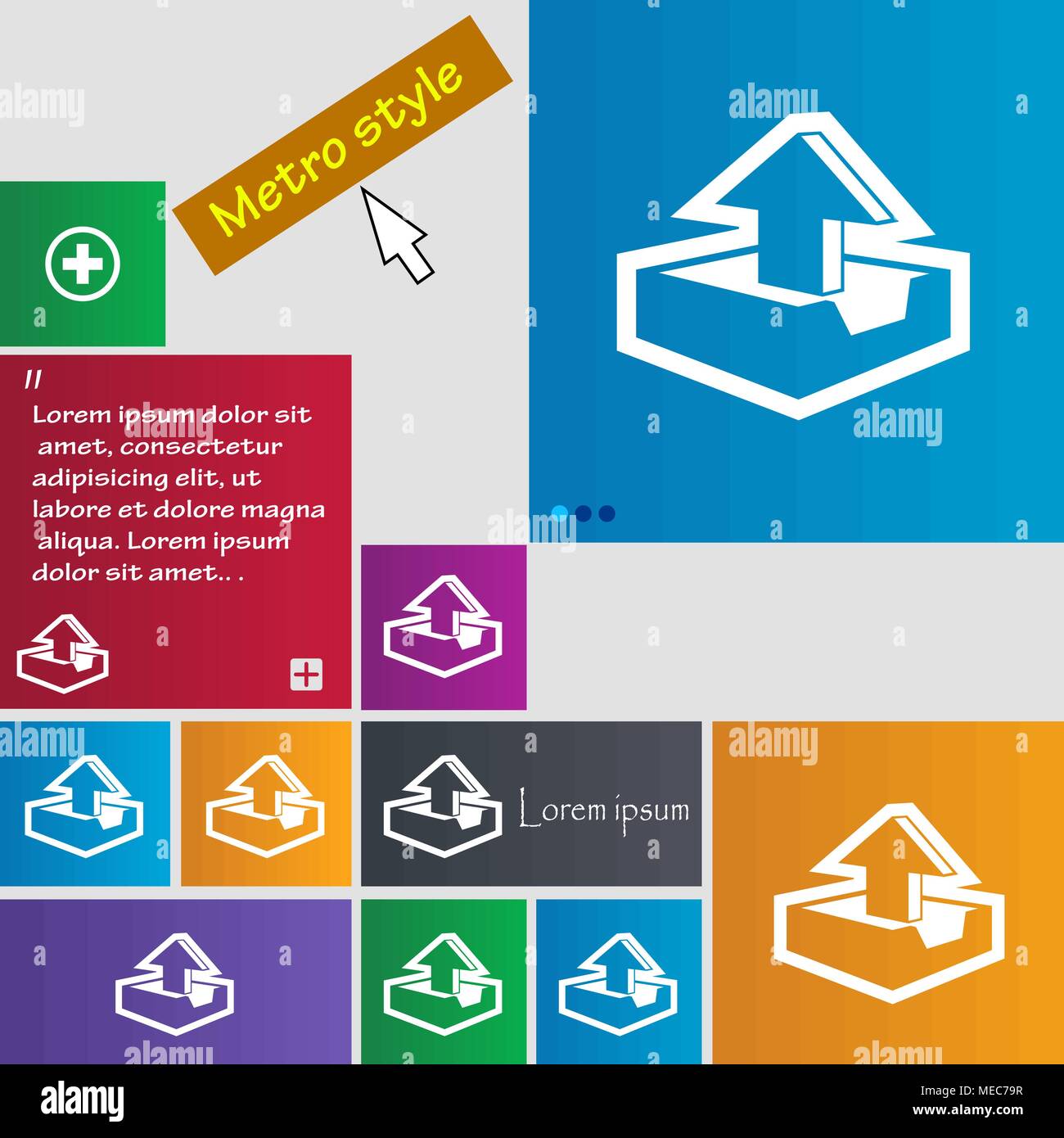 Upload icon sign. buttons. Modern interface website buttons with cursor pointer. Vector ...