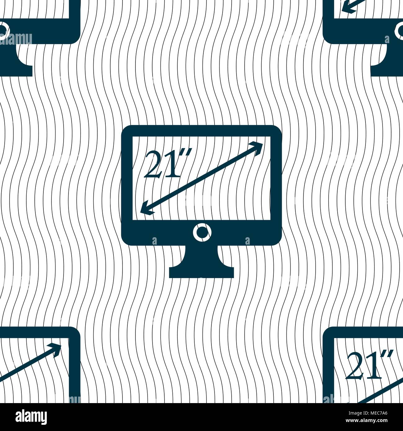 diagonal of the monitor 21 inches icon sign. Seamless pattern with ...