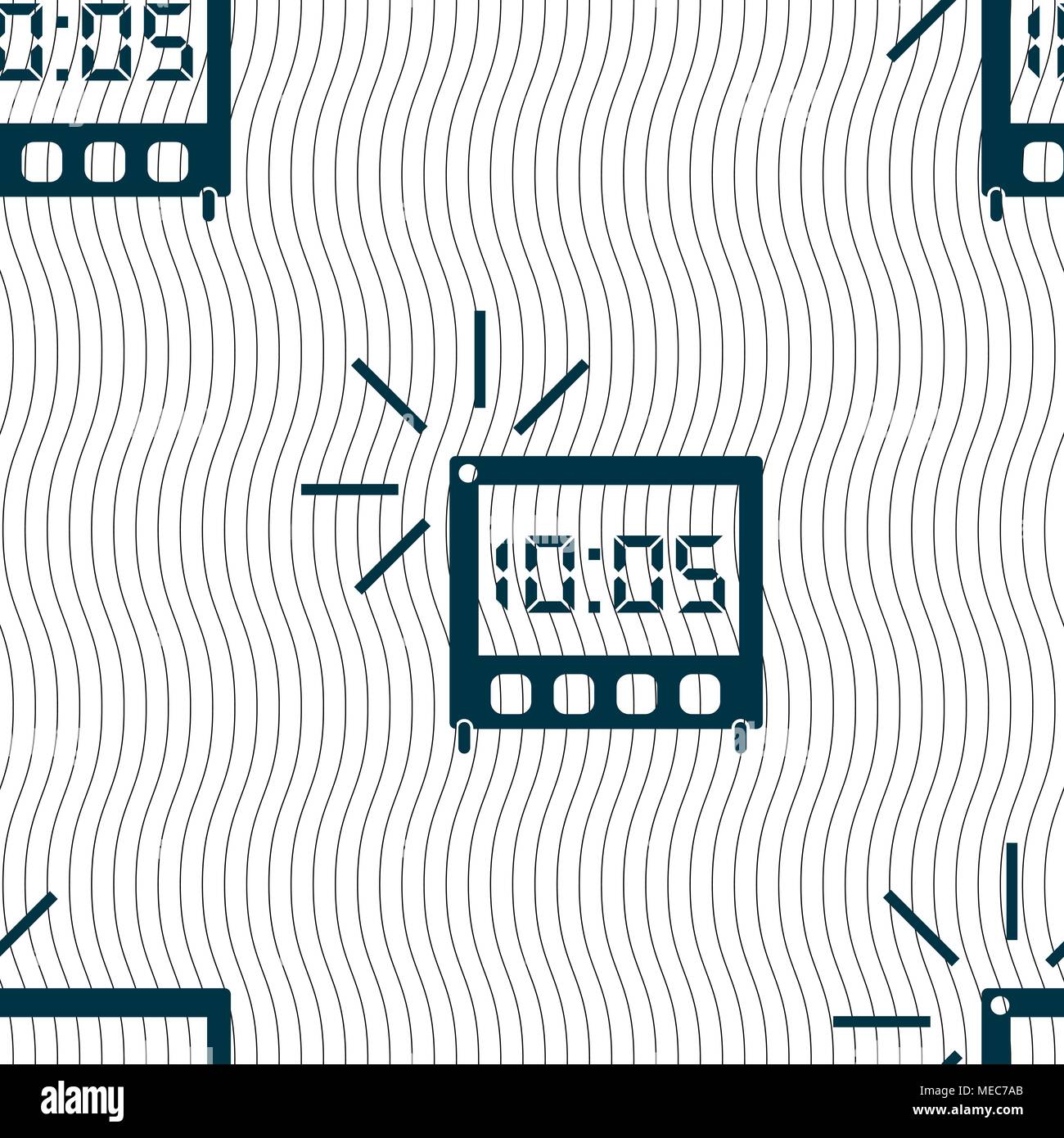 digital Alarm Clock icon sign. Seamless pattern with geometric texture ...