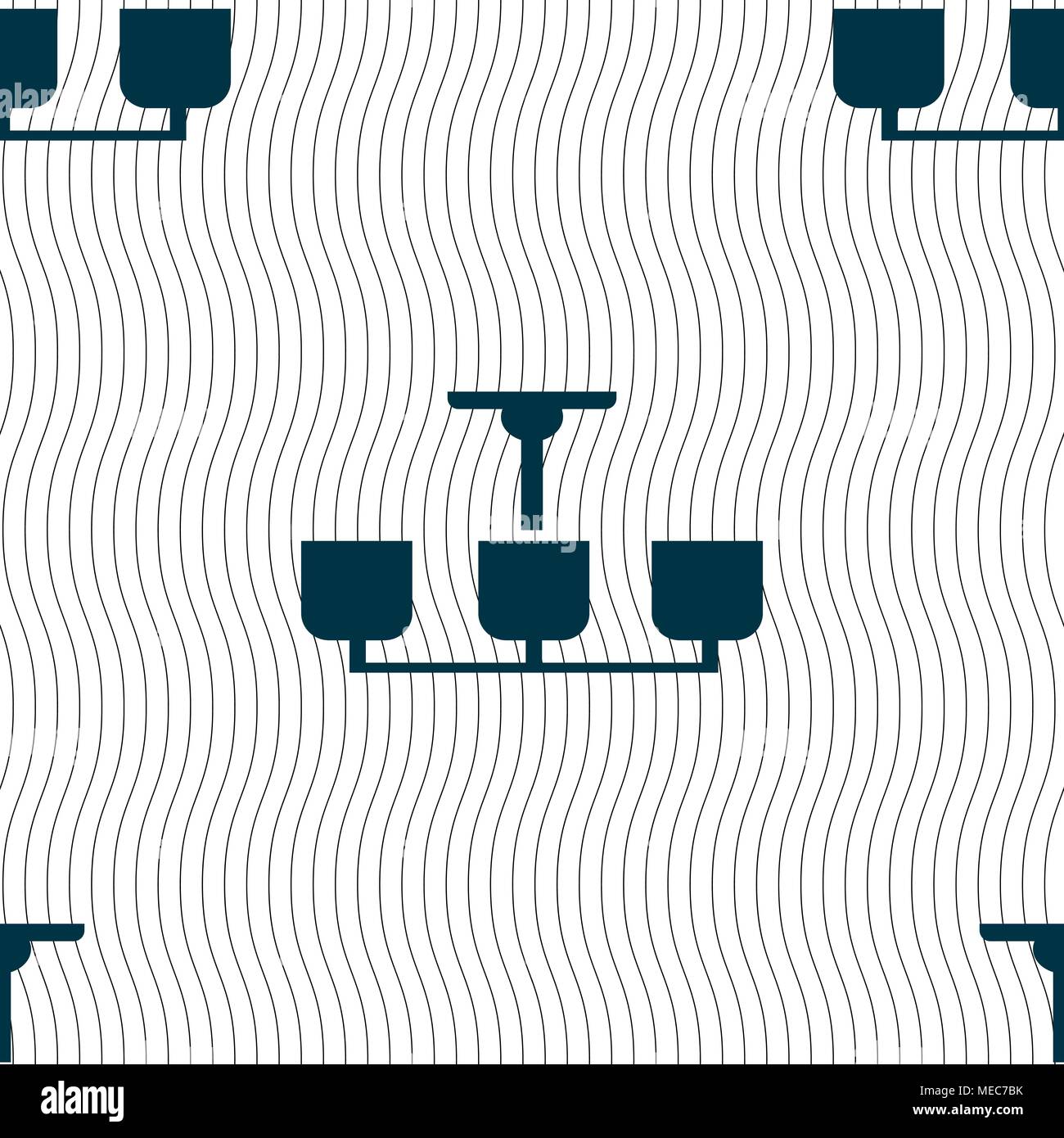 Chandelier Light Lamp icon sign. Seamless pattern with geometric ...