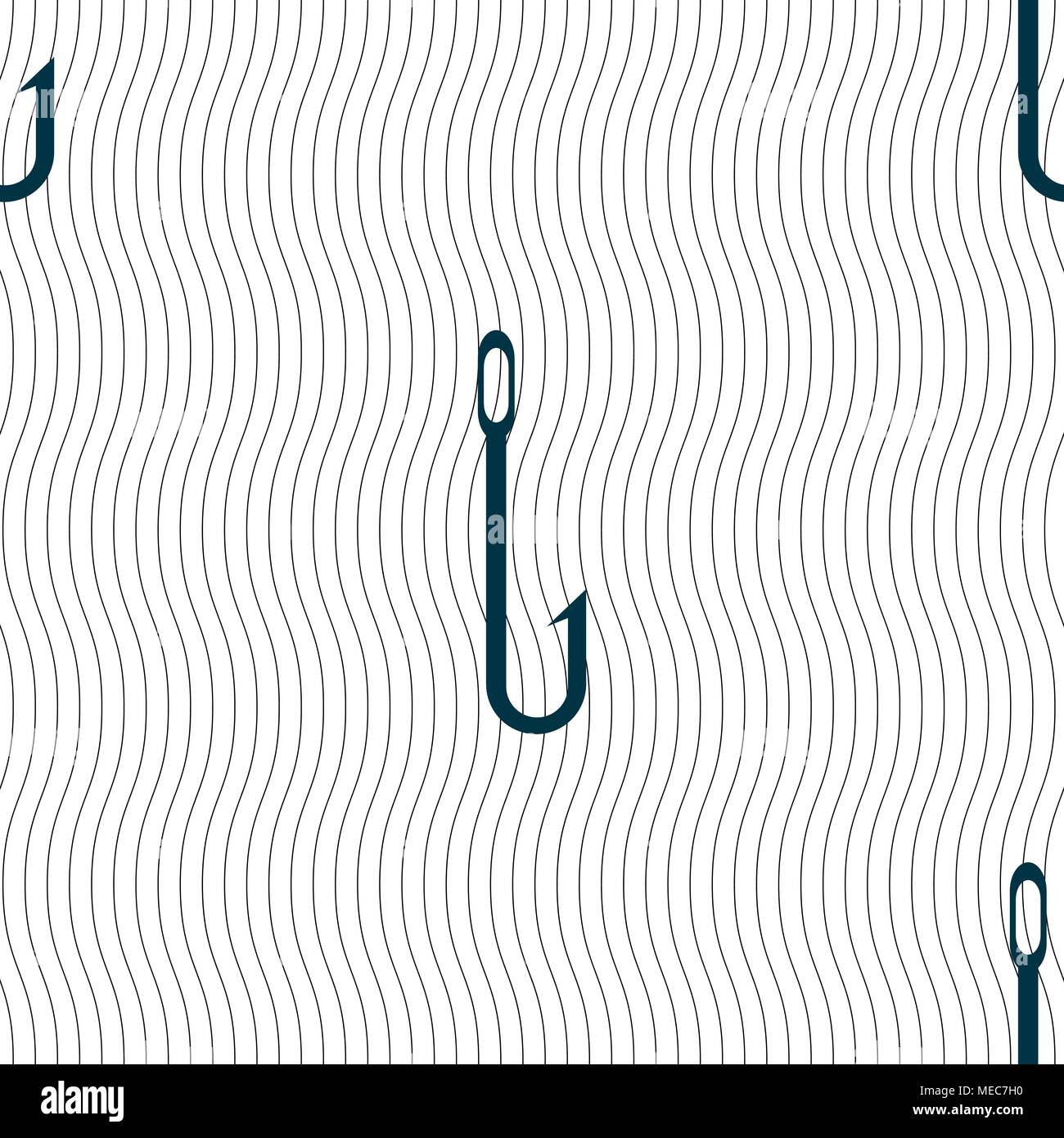 Fishing hook icon sign. Seamless pattern with geometric texture. Vector ...