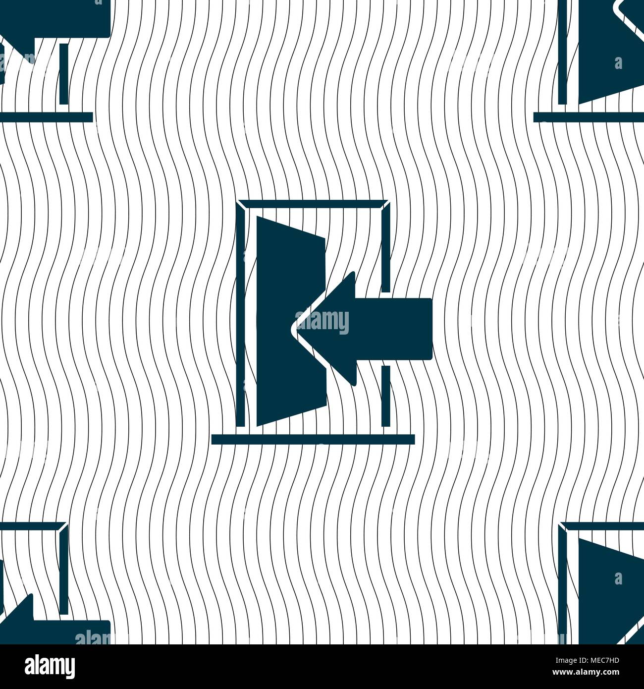 Door, Enter or exit icon sign. Seamless pattern with geometric texture ...