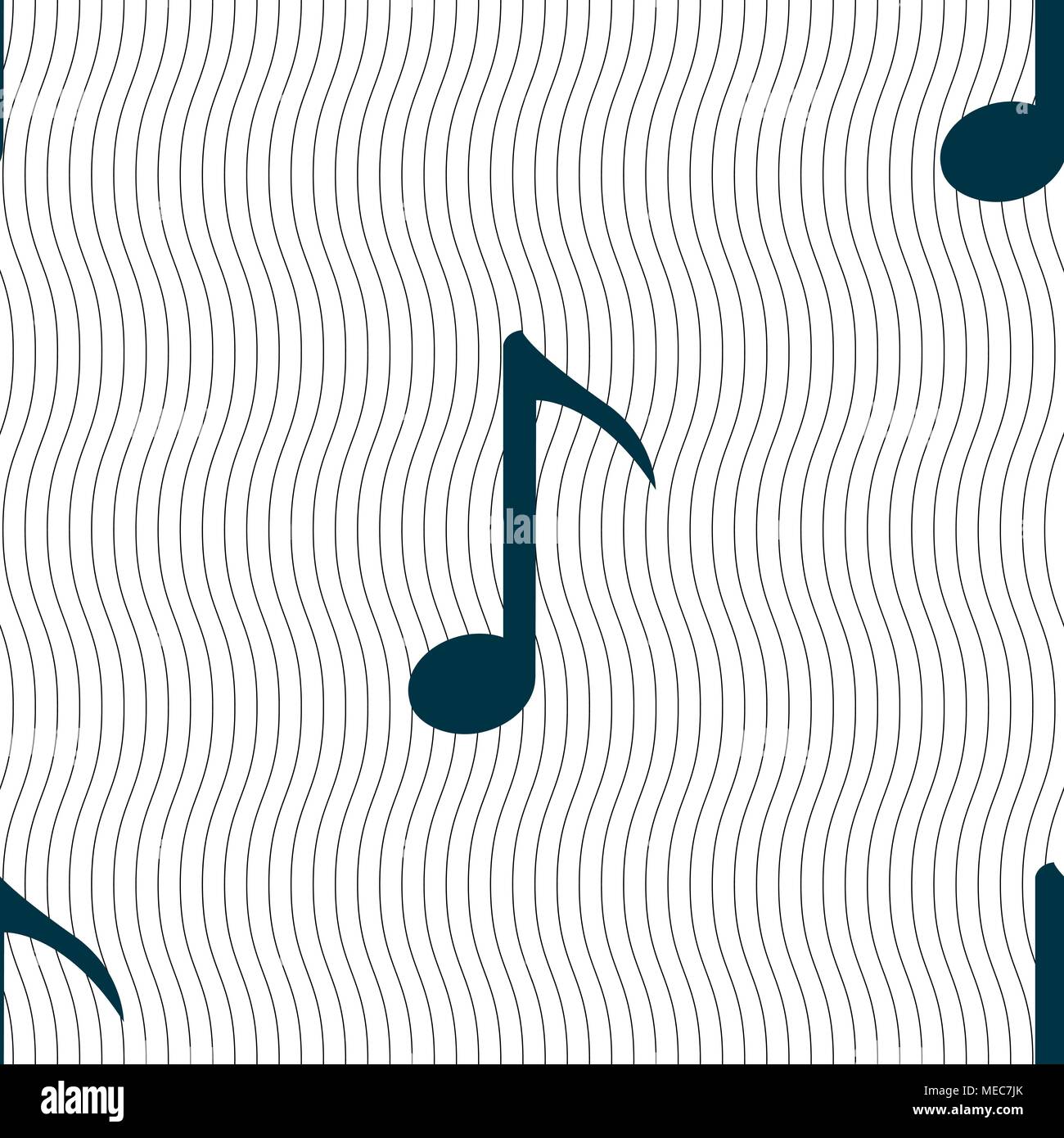 Music note icon sign. Seamless pattern with geometric texture. Vector ...
