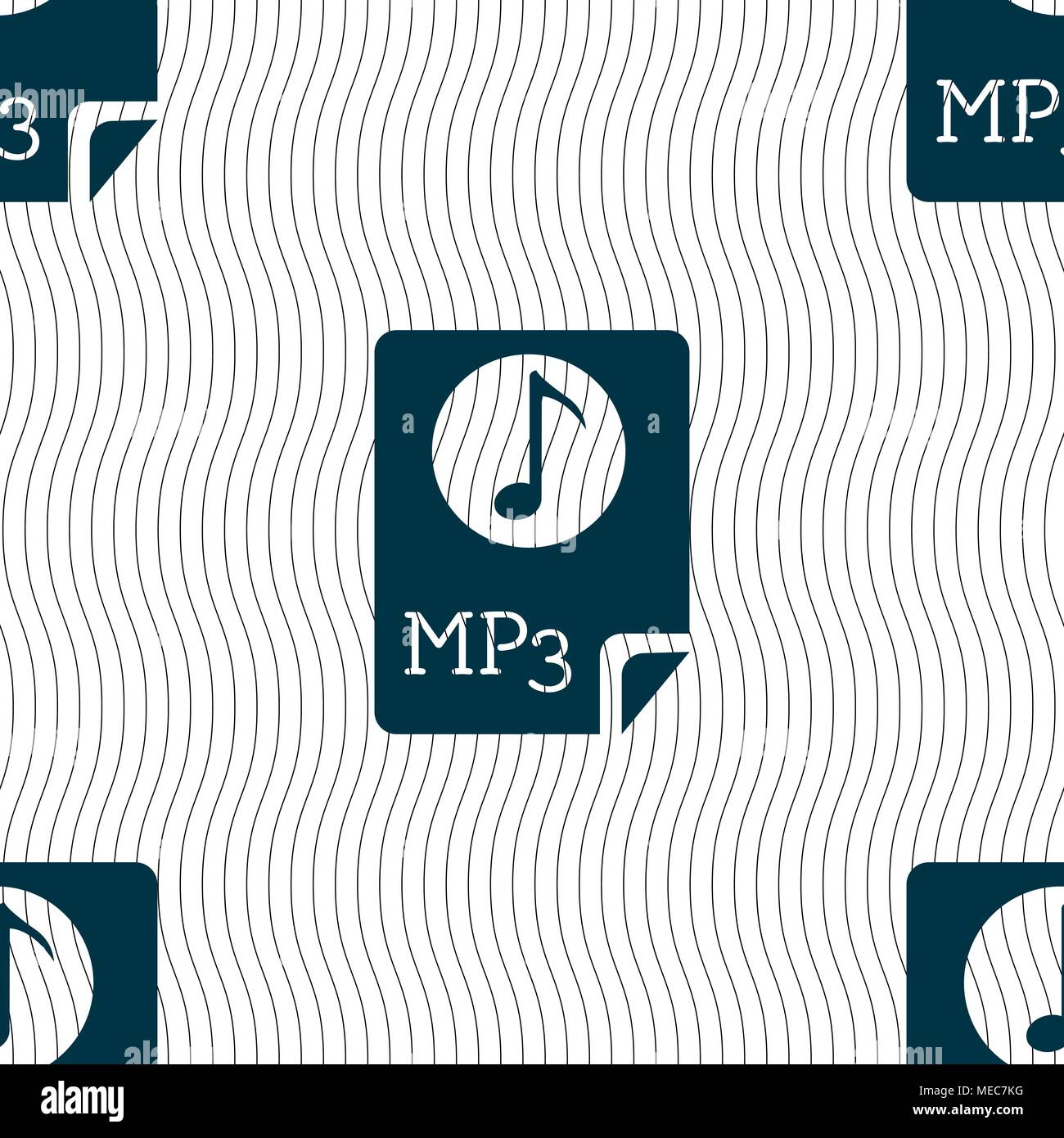 Audio, MP3 file icon sign. Seamless pattern with geometric texture ...