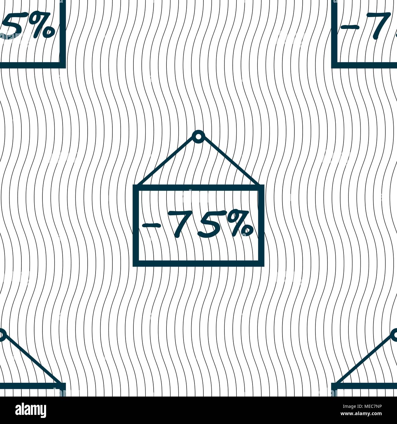75 discount icon sign. Seamless pattern with geometric texture. Vector ...