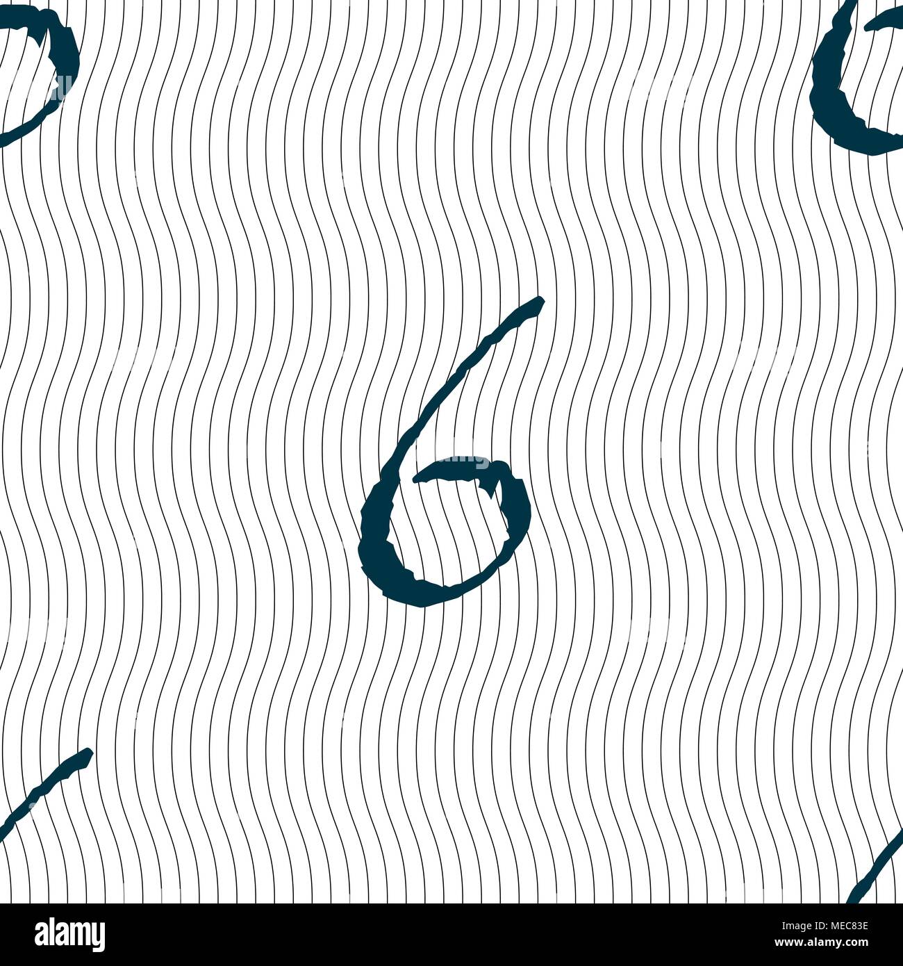 number six icon sign. Seamless pattern with geometric texture. Vector ...