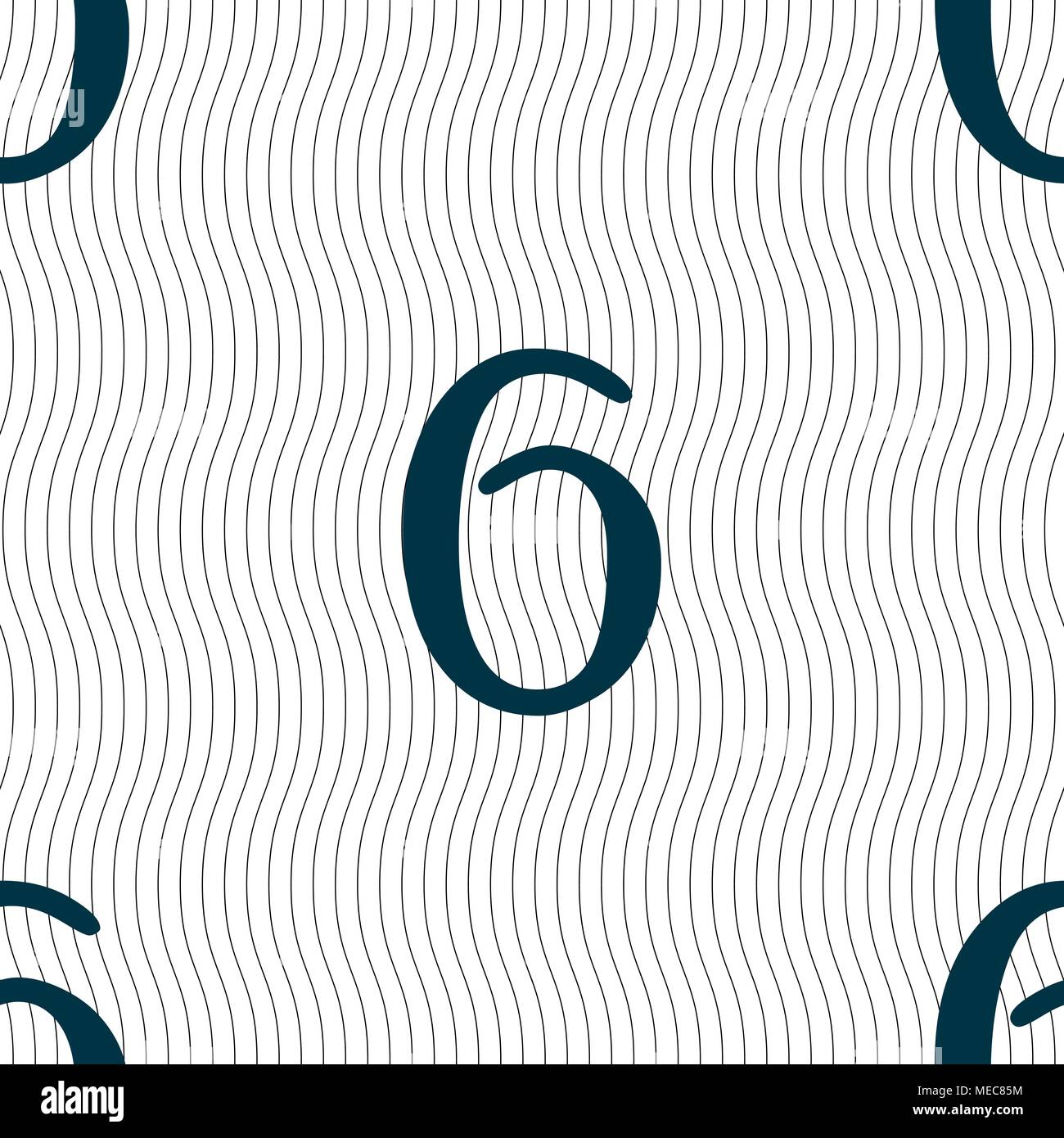 number six icon sign. Seamless pattern with geometric texture. Vector ...