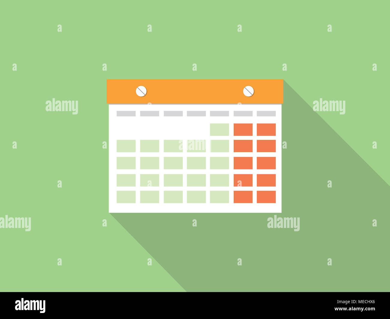 isolated calendar with green background and long shadow style vector ...